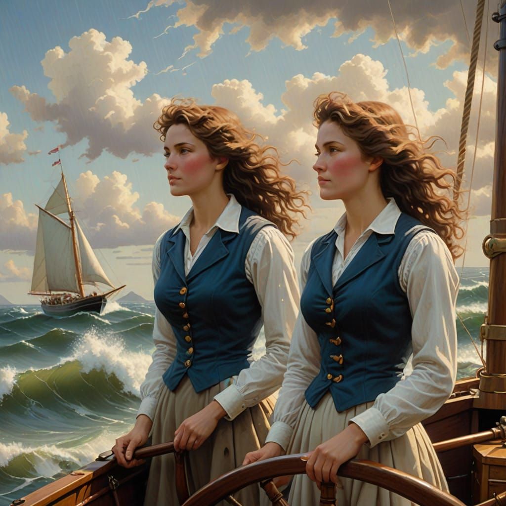 A longboat converted to a single masted sailboat piloted by Identical ...