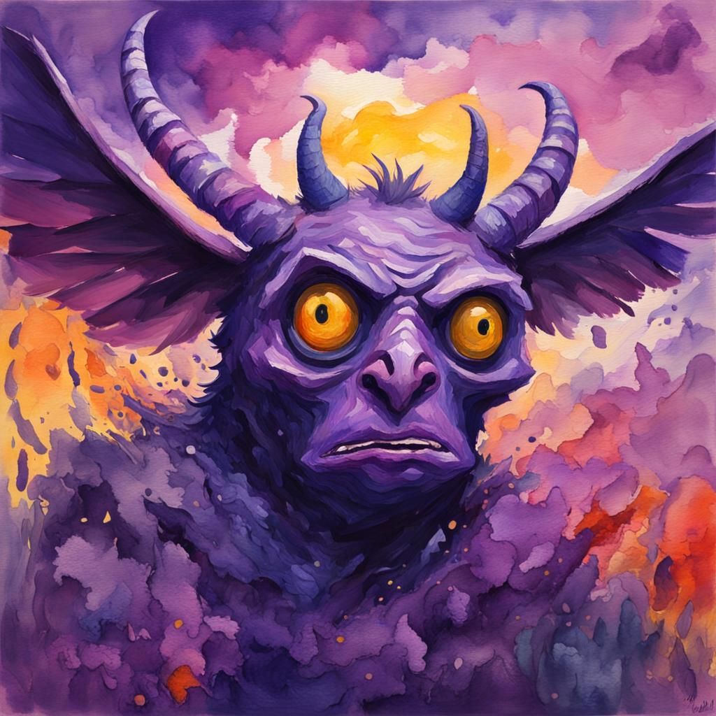 A one-eyed, one horned, flying purple people eater - AI Generated ...