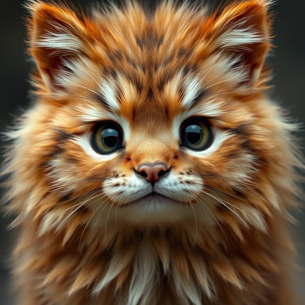pet me - Cute Garfield Animal Face with Fluffy Fur