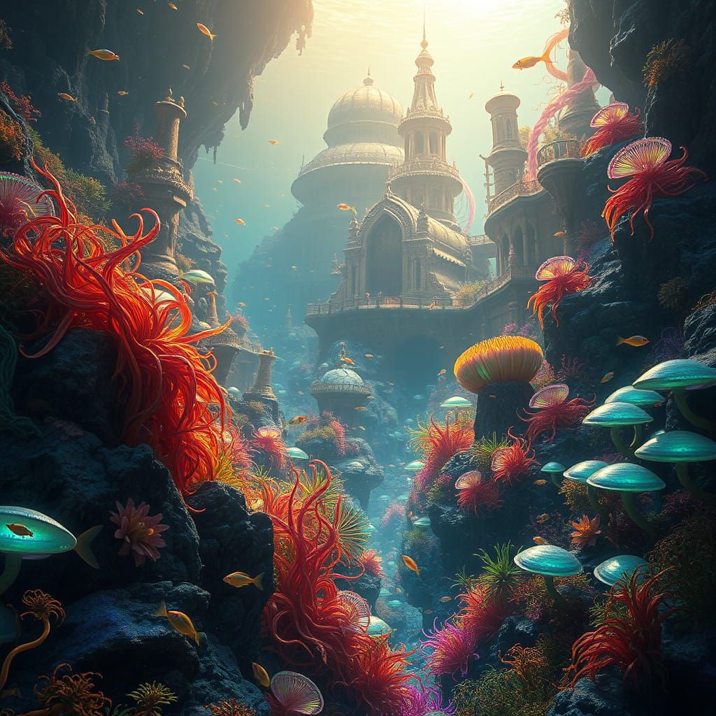 underwater - Iridescent Aquatic Life Thrives in Ancient Subm...