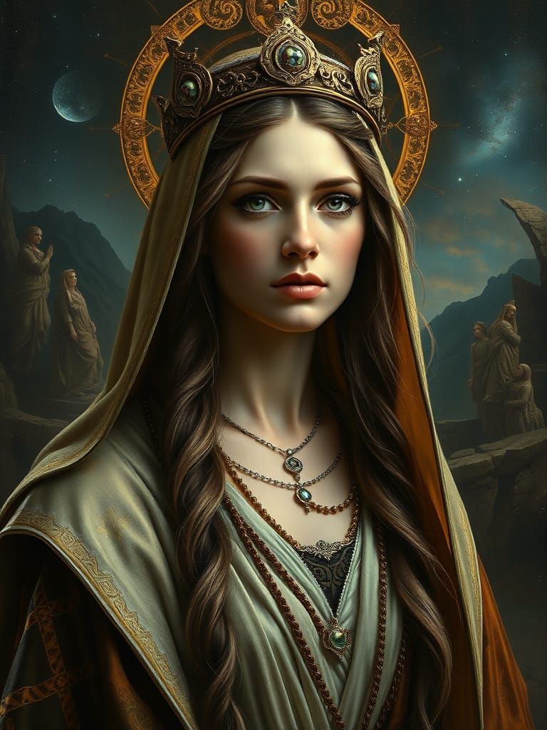 Goddess of Eternity in Ethereal Robes, Oil Paintin... - AI Art