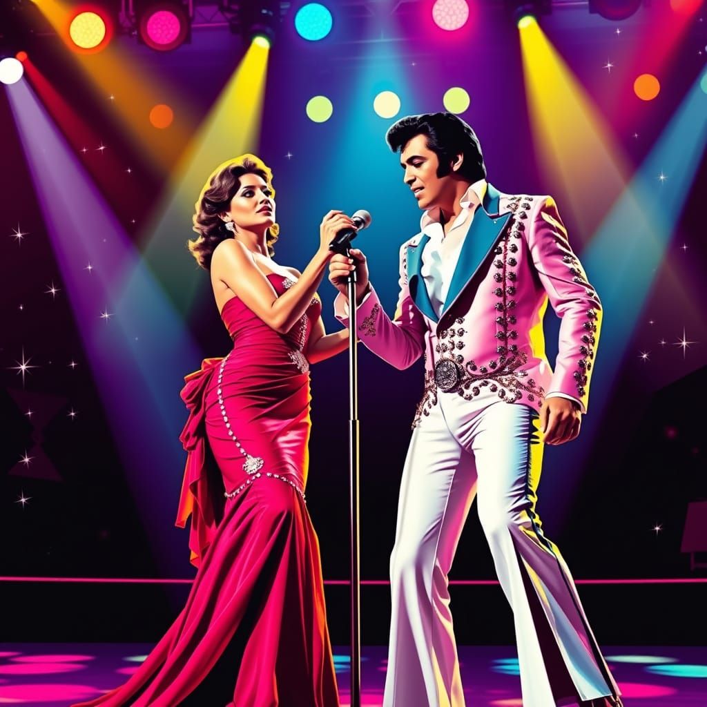 Glamorous Icons Unite on a Vibrant Stage in a Pop ... - AI Art