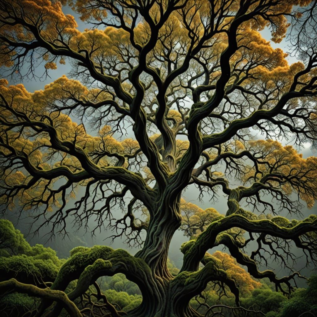 fractals in nature - A tree where each branch splits into identical ...