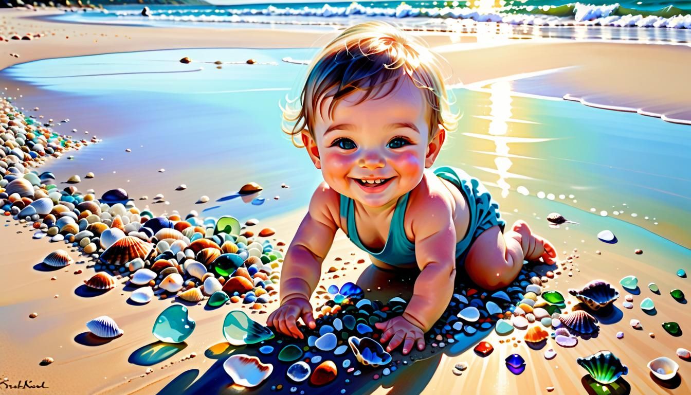 Sea Shell and Sea Glass Collector - AI Generated Artwork - NightCafe ...