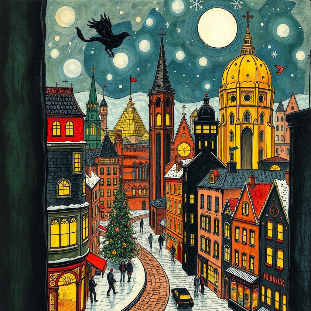 Cities [5d:2d] at Christmas Tim Burton Dan Mumford art deco underground ...