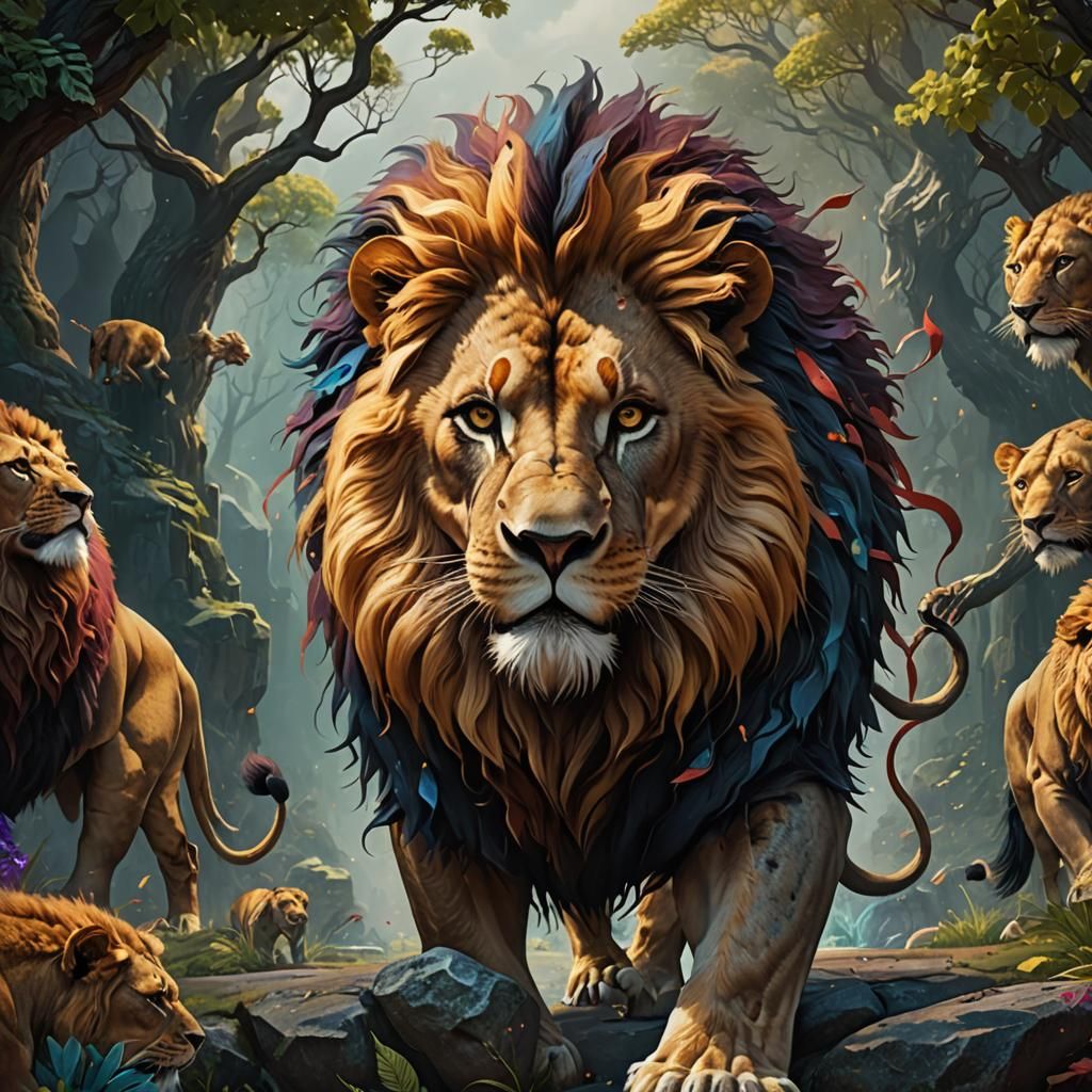 Create lion illustration - AI Generated Artwork - NightCafe Creator
