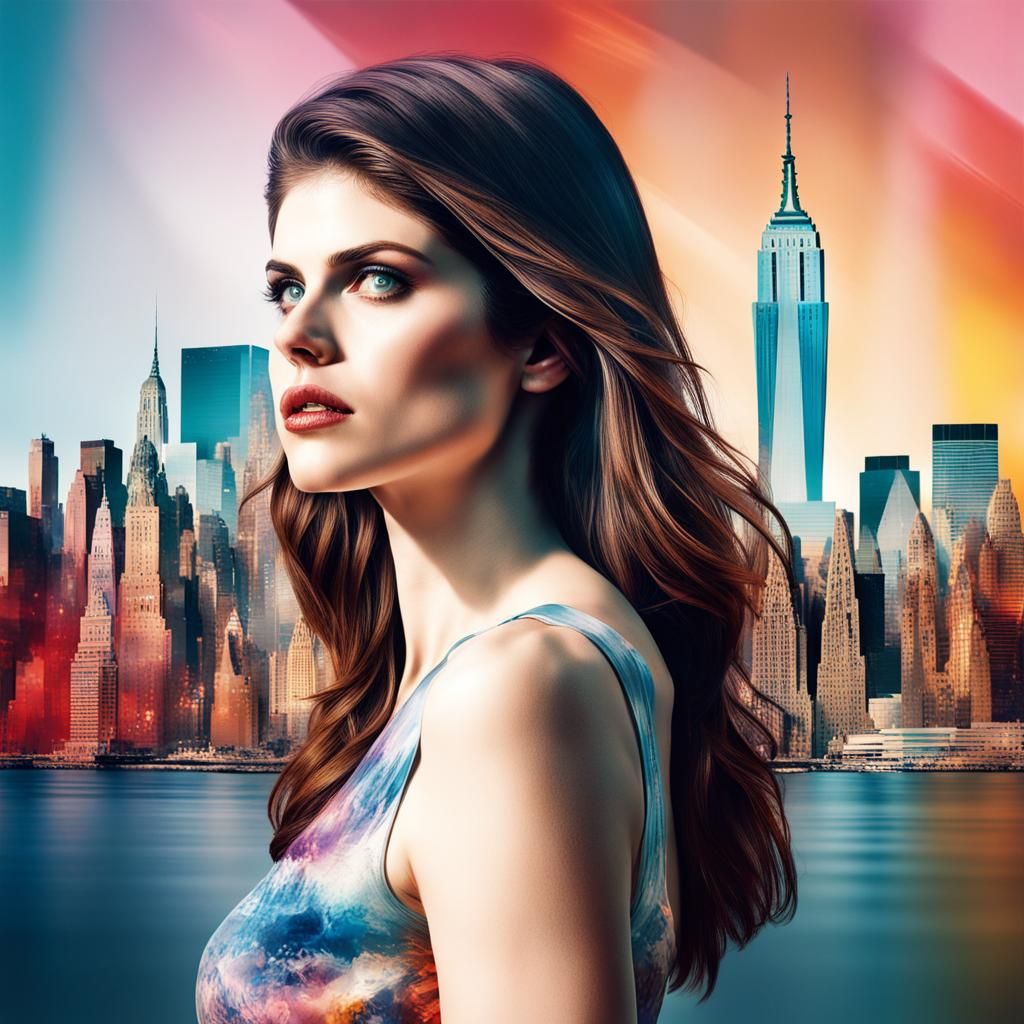 Alexandra Daddario & New York City - AI Generated Artwork - NightCafe Creator