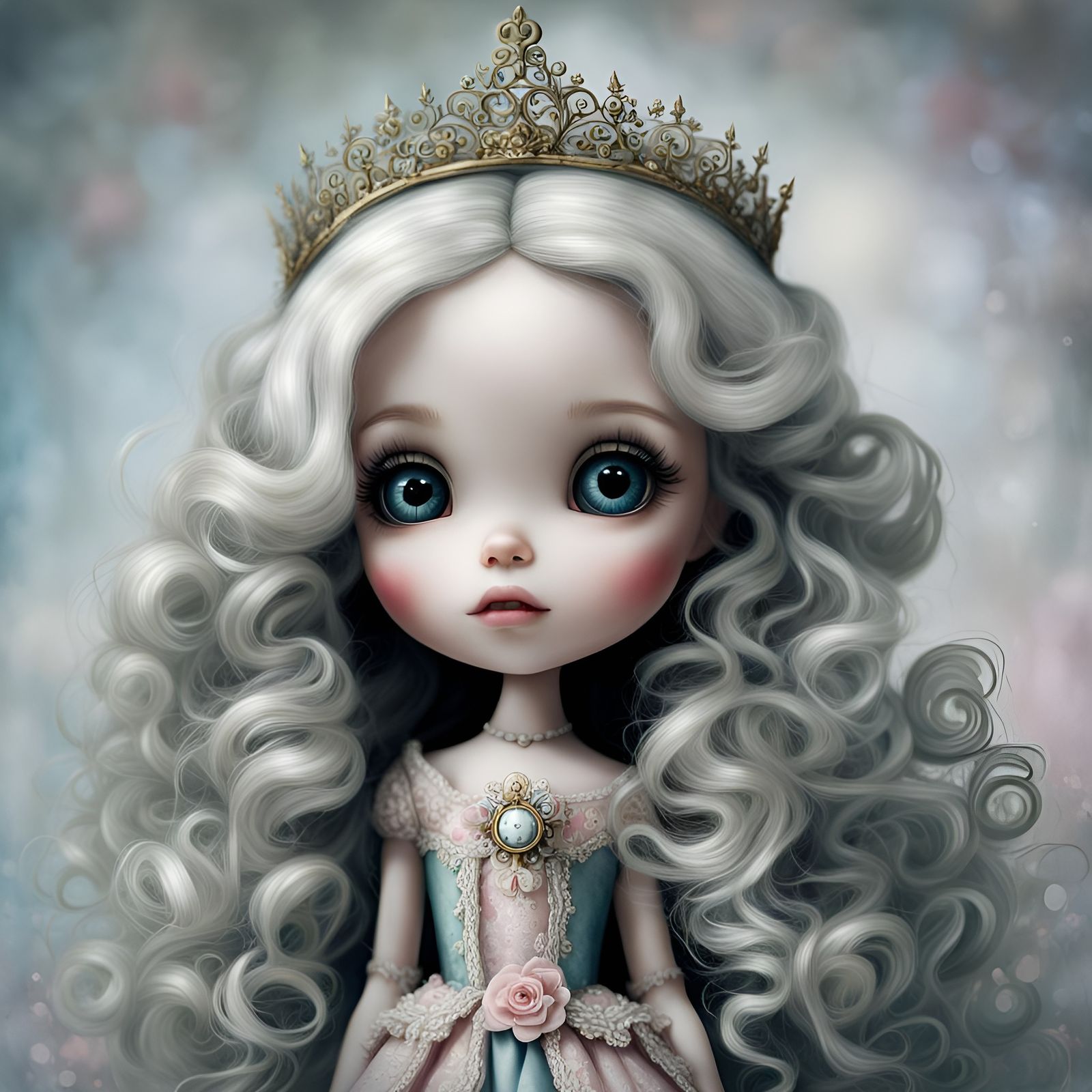 Intricate detailed Digital watercolor illustration of an adorable ...