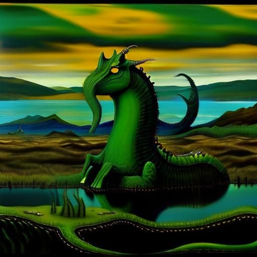 The Loch Ness monster green red - AI Generated Artwork - NightCafe Creator