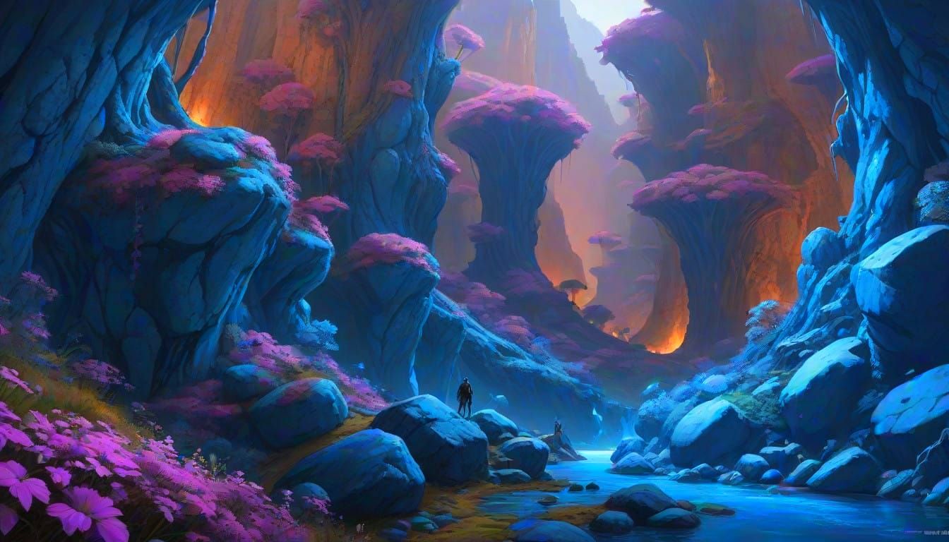 Blue valley - Ethereal Giant's Valley in Blue Hues