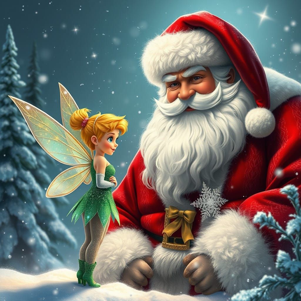 Young Tinker Bell meeting Santa Clause