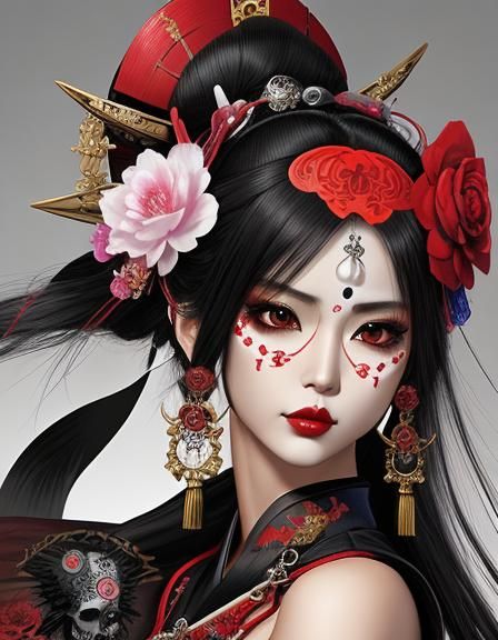 geisha girl and skull - AI Generated Artwork - NightCafe Creator