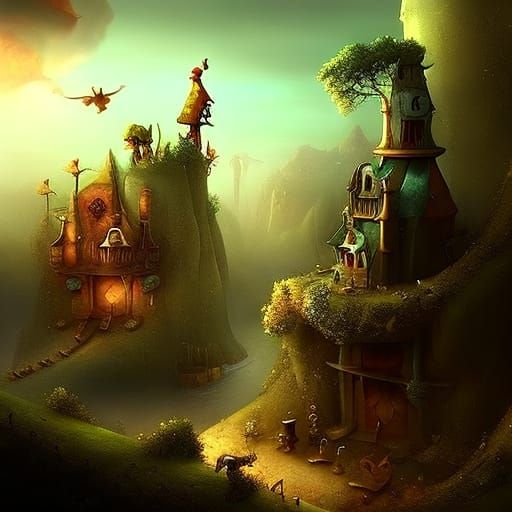 small village, style Alexander Jansson - AI Generated Artwork ...