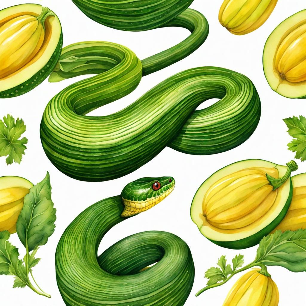 Dangerous zucchini snake - AI Generated Artwork - NightCafe Creator