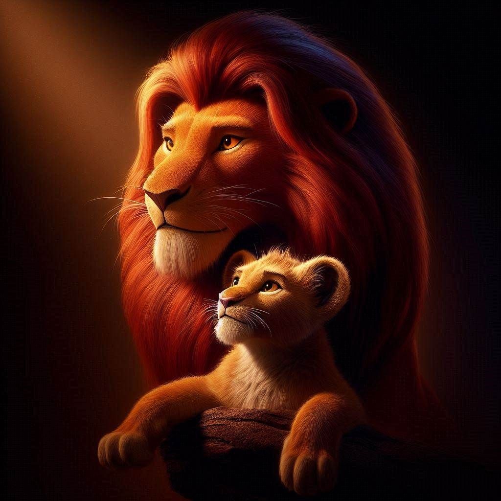 Mufasa and Simba, Father and Son Portrait - AI Generated Artwork ...