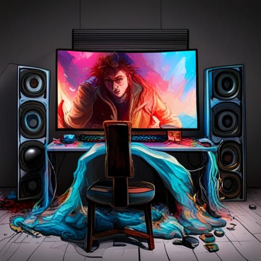 a computer set up that a gamer uses, highly detailed, realistic - AI ...