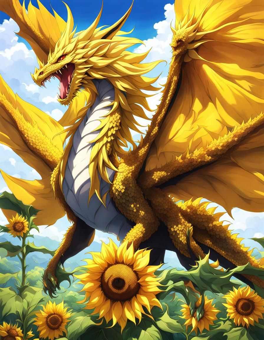 Anime Sunflower Dragon - AI Generated Artwork - NightCafe Creator