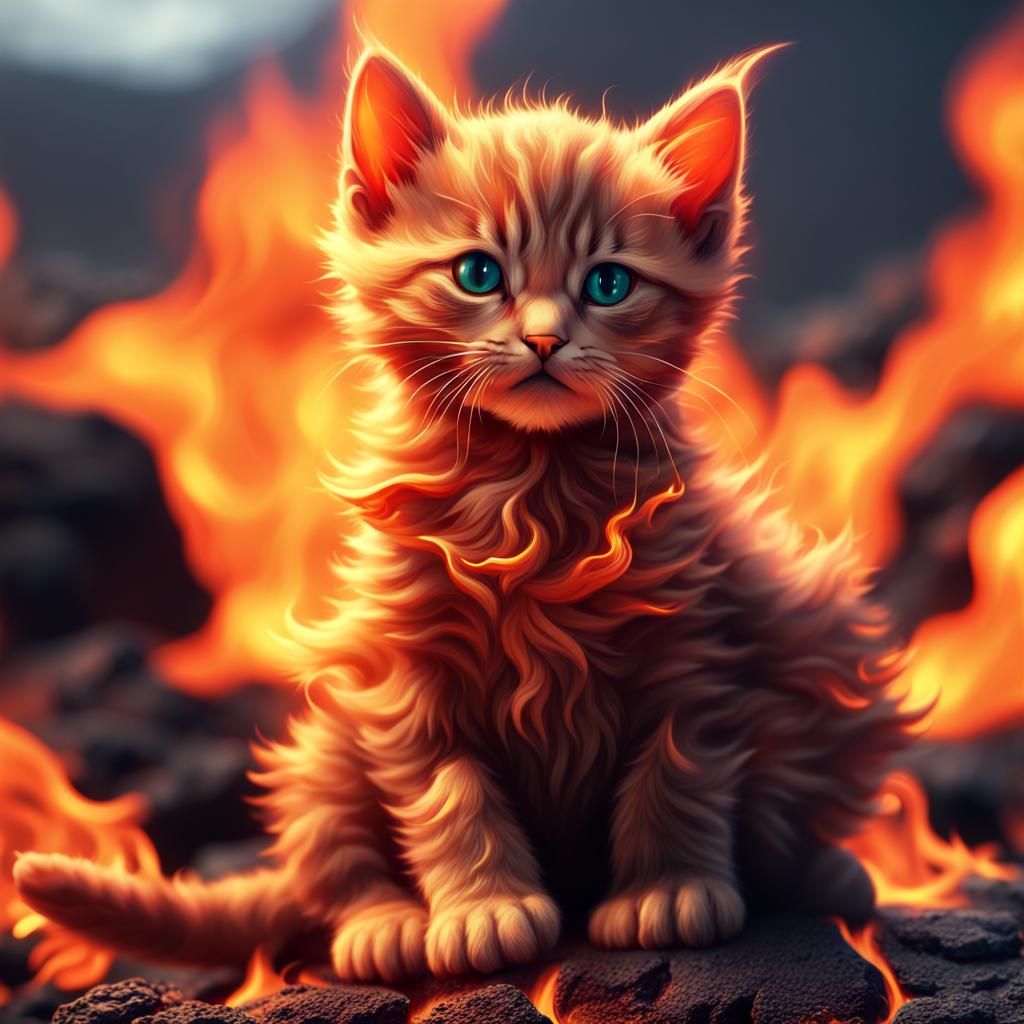 kitten made of flames - AI Generated Artwork - NightCafe Creator