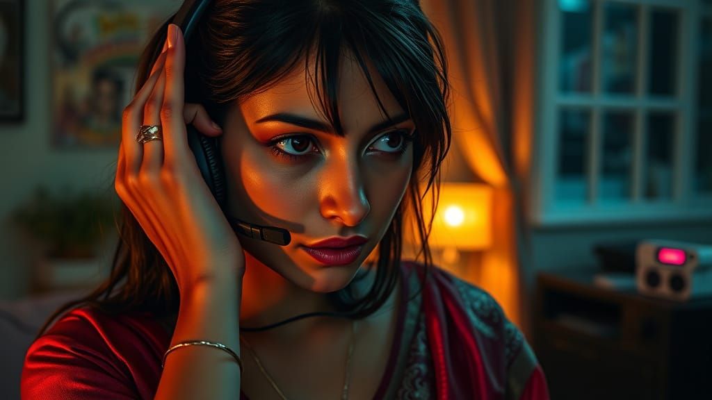 Dusky Beauty in Cyberpunk Despair - AI Art