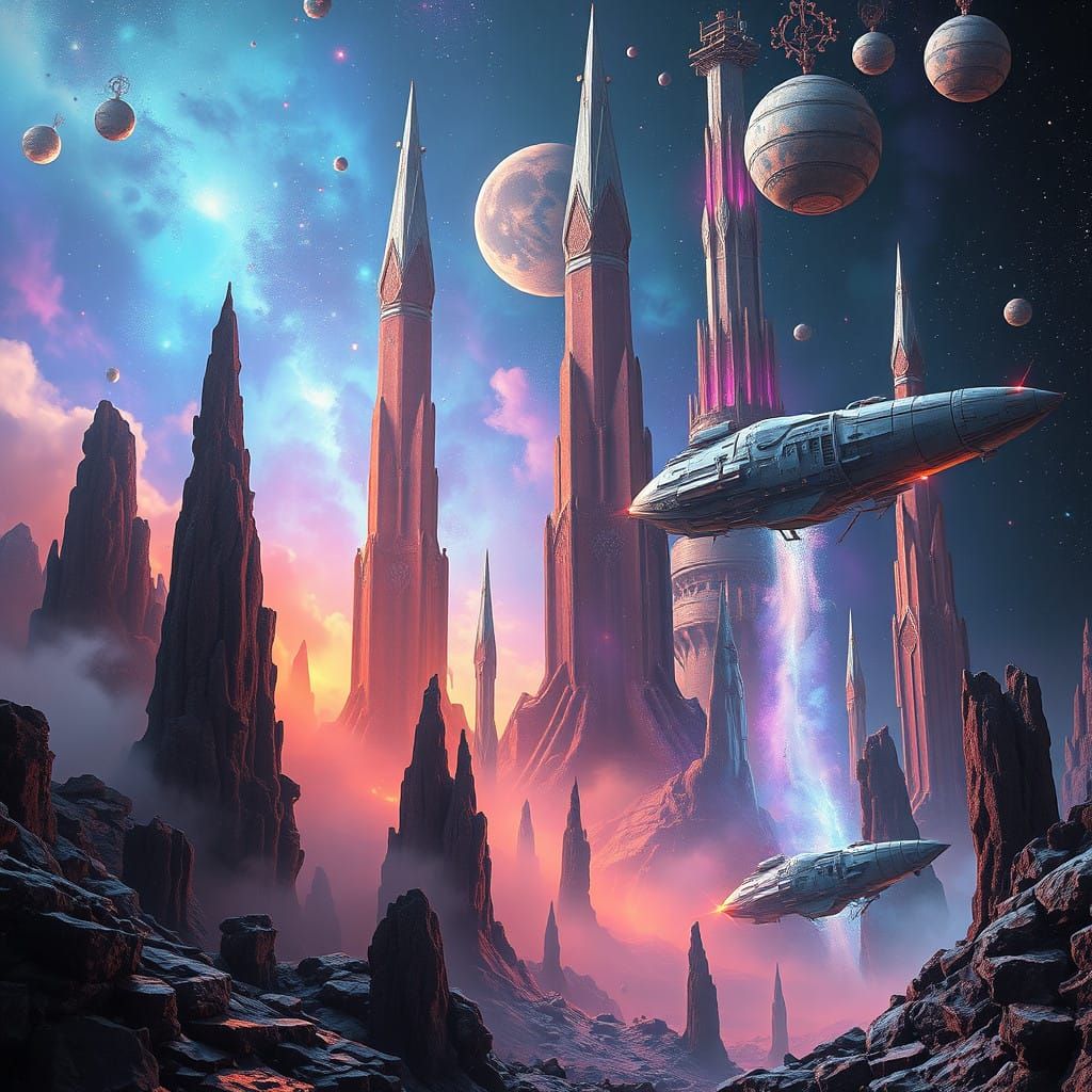 outer space - Cosmic Cyberpunk Dreamscape