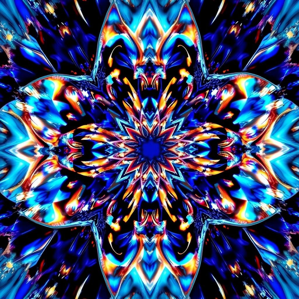 Surreal Royal Blue Fractals in Metallic Aesthetic - AI Art