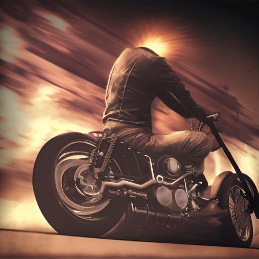 low-angle-wideshot-view-of-Nicolas-Cage-riding-flaming-motorcycle ...
