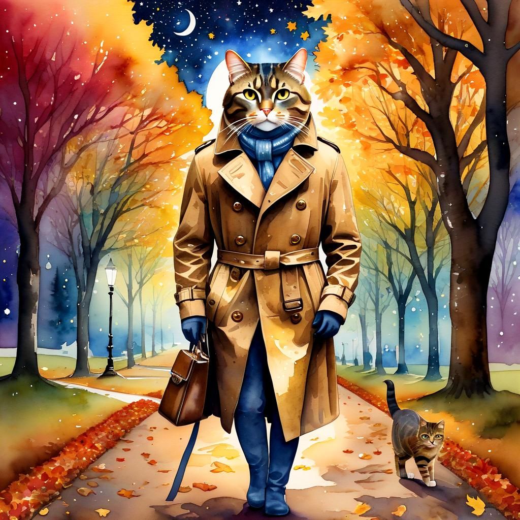 Anthropomorphic cat with a pet cat - AI Generated Artwork - NightCafe ...