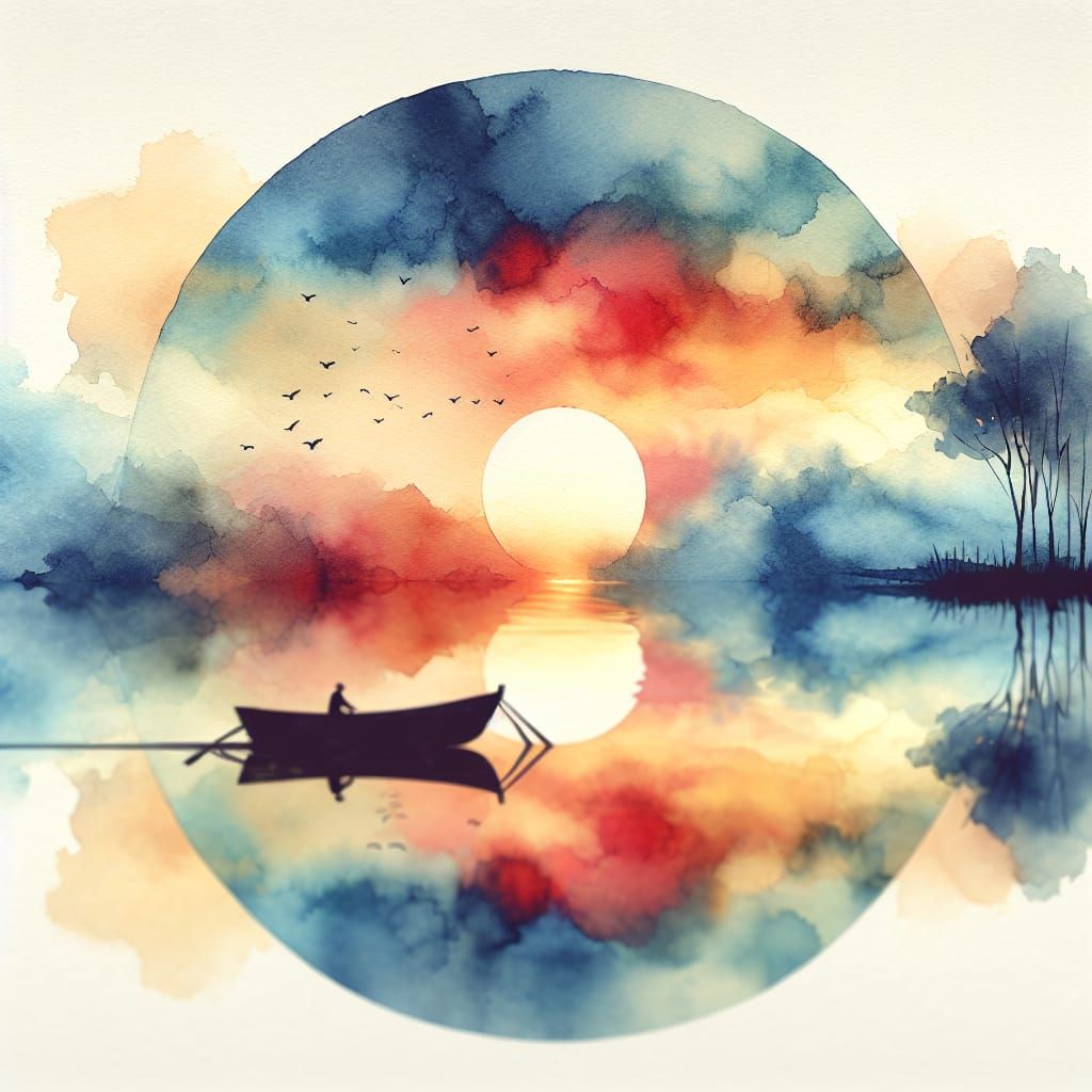 Double sunset - AI Generated Artwork - NightCafe Creator