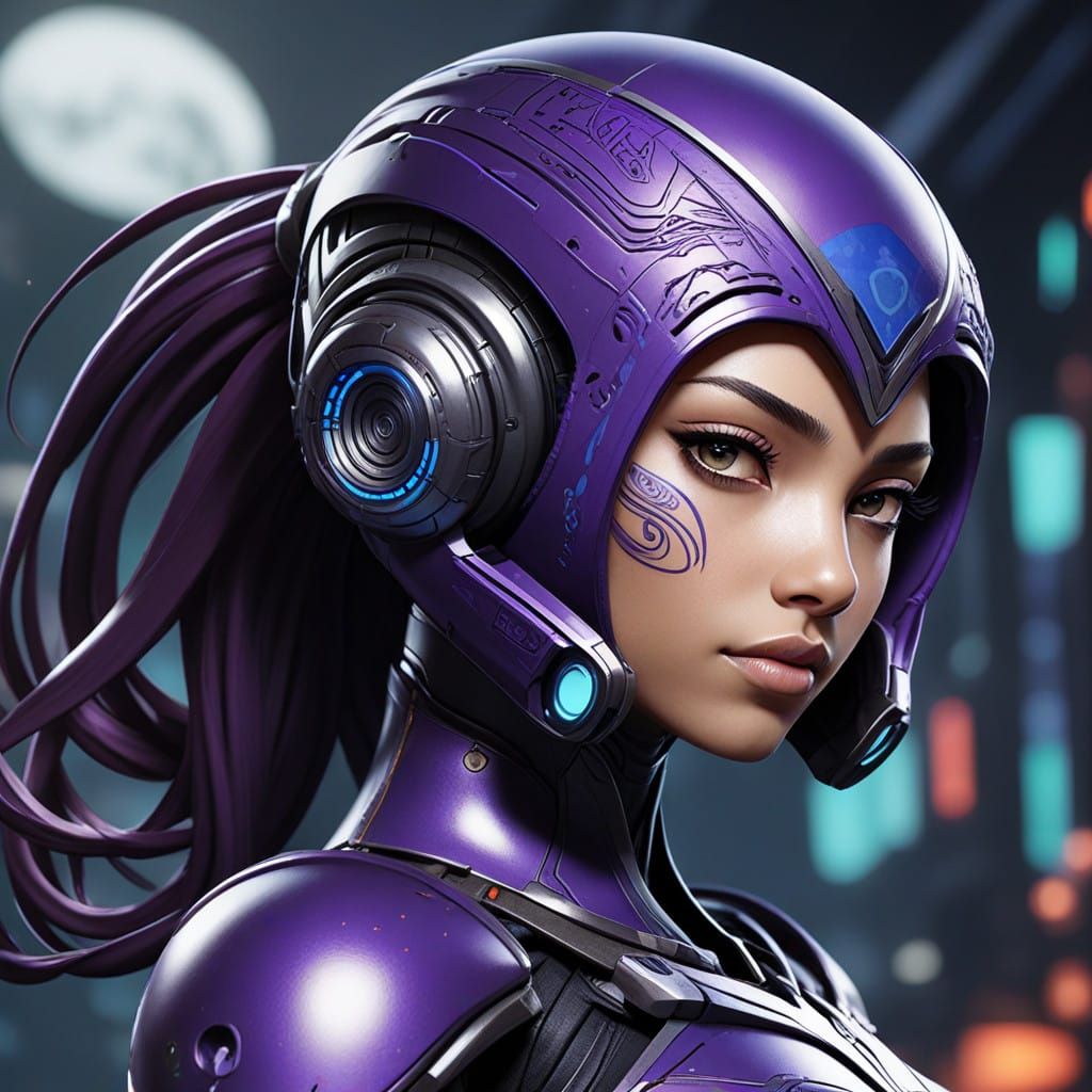 Alien Beauty in Sci-Fi Qipao, Cel-Shaded Aesthetic - AI Art