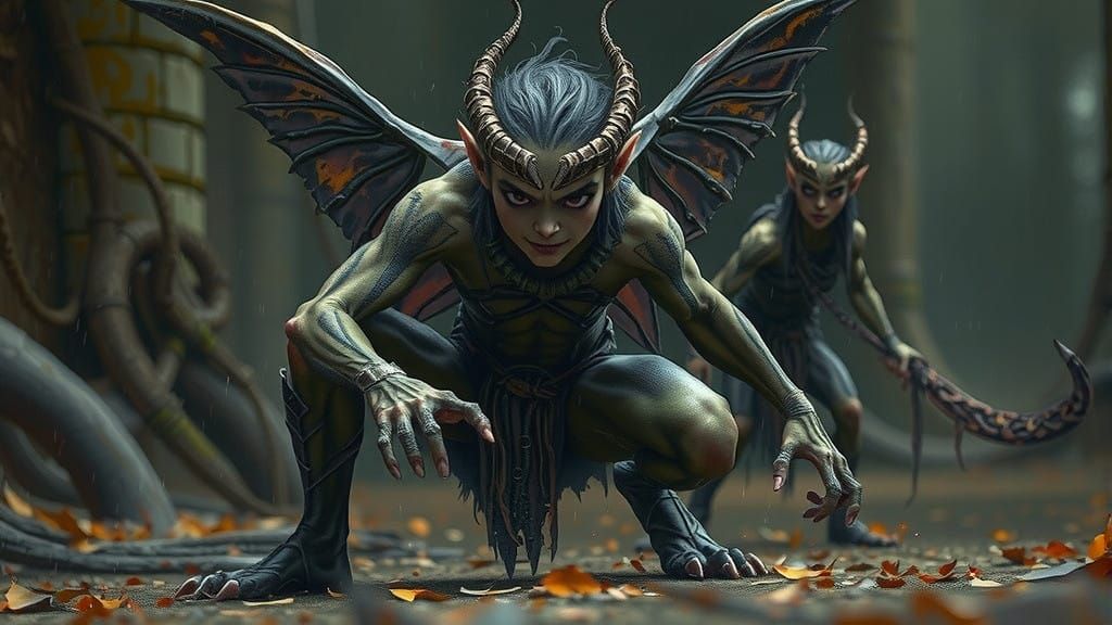 Dark Fae Assassin in Eerie Gothic Atmosphere - AI Art