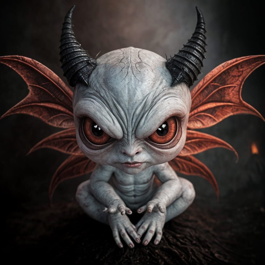 Devious and evil fantasy baby fairy