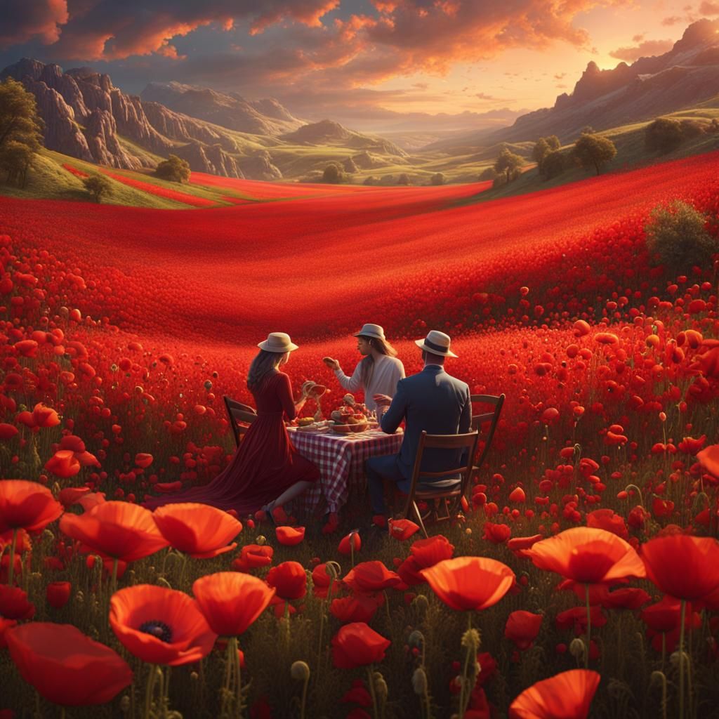Poppies everywhere - AI Generated Artwork - NightCafe Creator