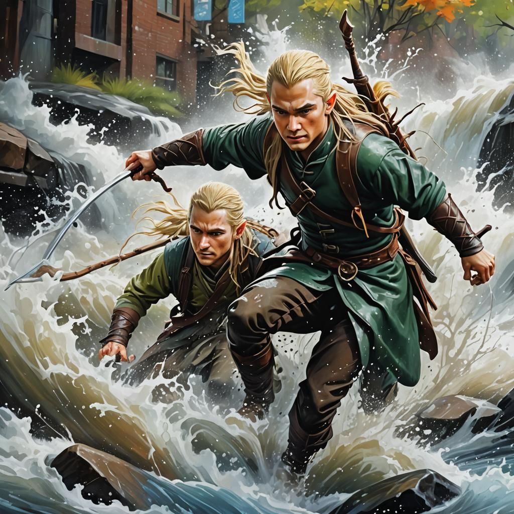 Legolas running through a river of rushing water - AI Generated Artwork ...