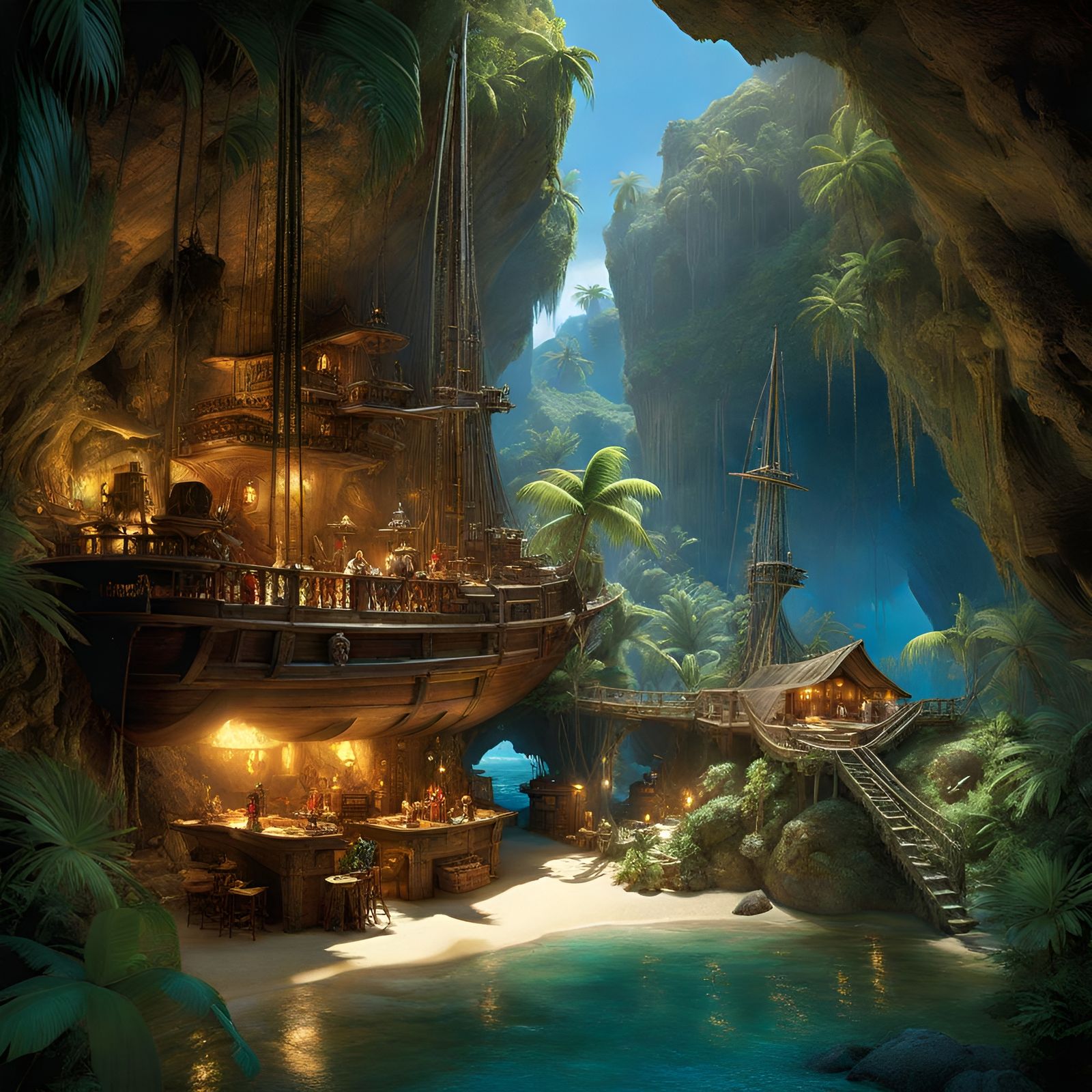 Pirate HQ (with rum on tap) - AI Generated Artwork - NightCafe Creator