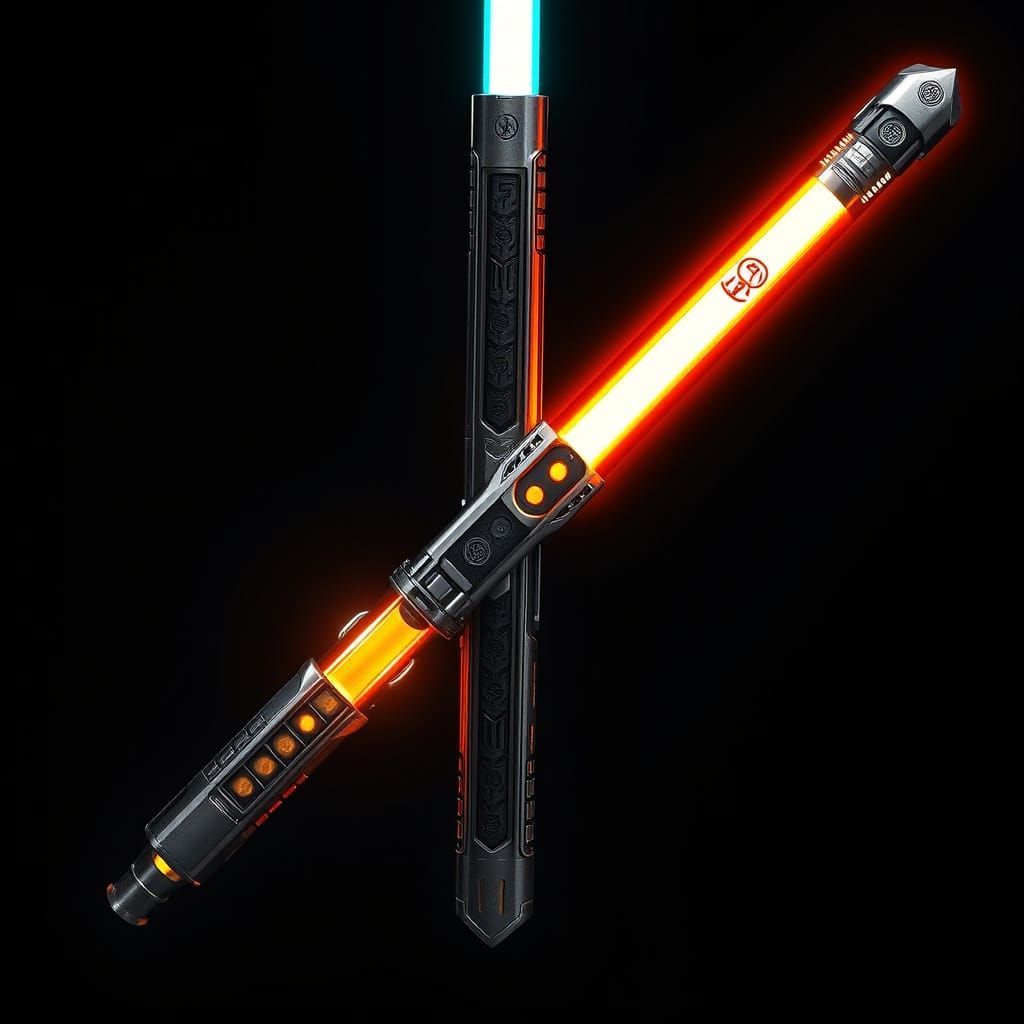 Sleek High-Tech Lightsaber with Sith Rune Engravin... - AI Art