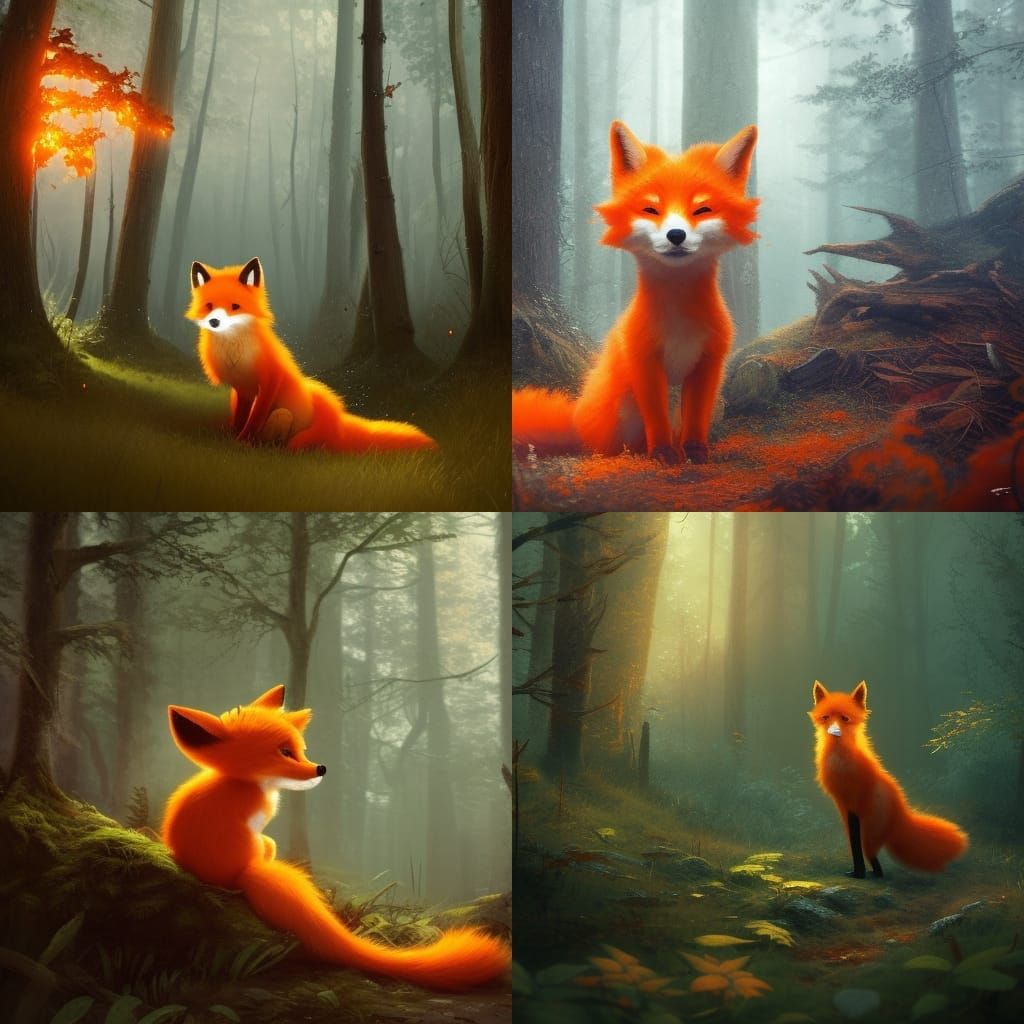 Cute shiny fox in the forrest - AI Generated Artwork - NightCafe Creator
