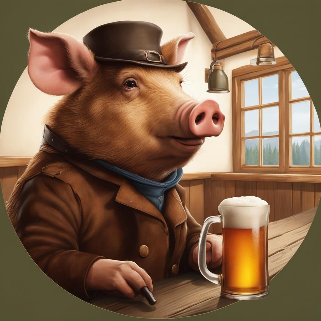 Image: Pigs also occasionally drink beer. - AI Generated Artwork ...