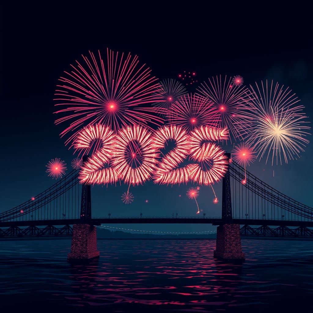 2025 countdown crackers from a bridge