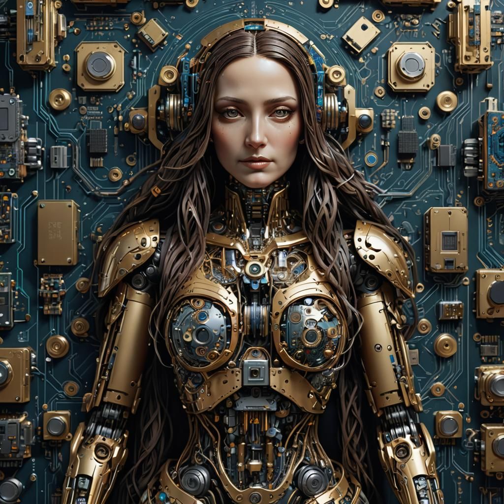 create an image of a full body portrait of robot mona lisa - AI Generated Artwork - NightCafe ...