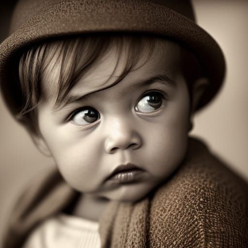 Ultrarealistic vintage cute baby photo Close up portrait, ambient light ...