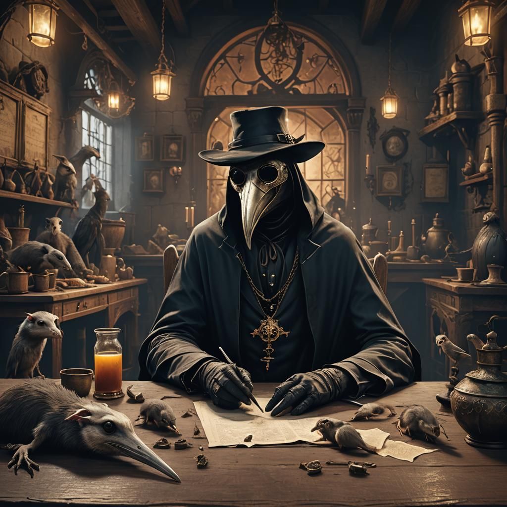 Plague Doc with Pet Rats - AI Generated Artwork - NightCafe Creator