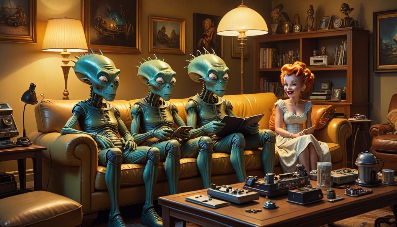 alien TV; Sitcom - Alien Family Enjoys Retro-Futuristic TV N...