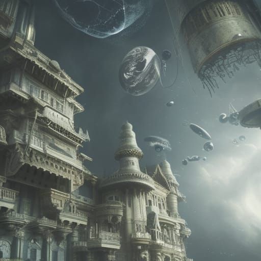 Random objects floating in the sea of chaos - AI Generated Artwork ...