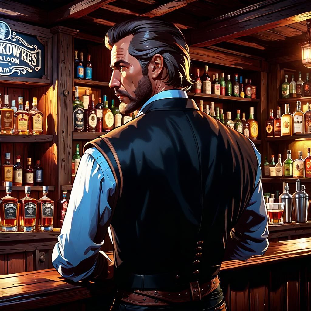 Bartender at a wild west saloon - AI Generated Artwork - NightCafe Creator