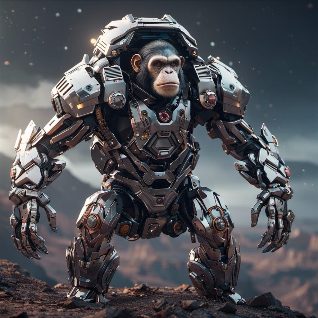 robot chimpanzee warrior - AI Generated Artwork - NightCafe Creator