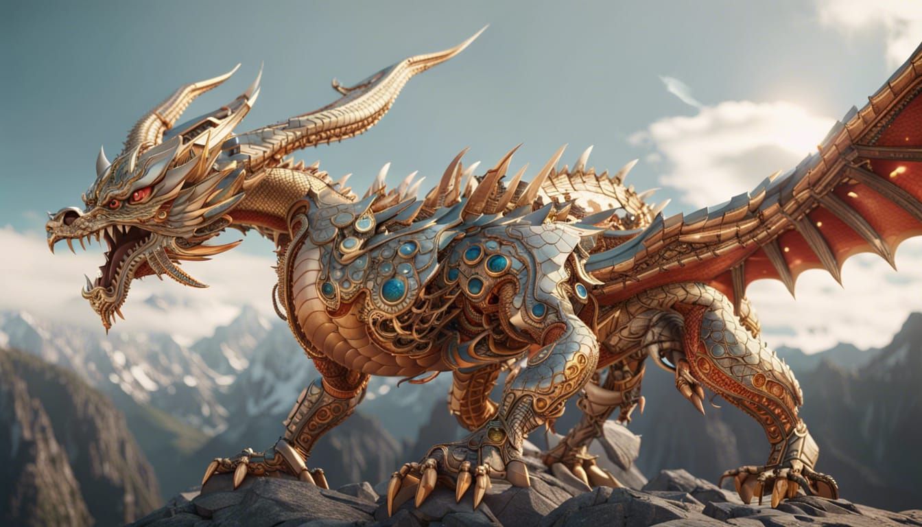 a Chinese Mecha Dragon - AI Generated Artwork - NightCafe Creator