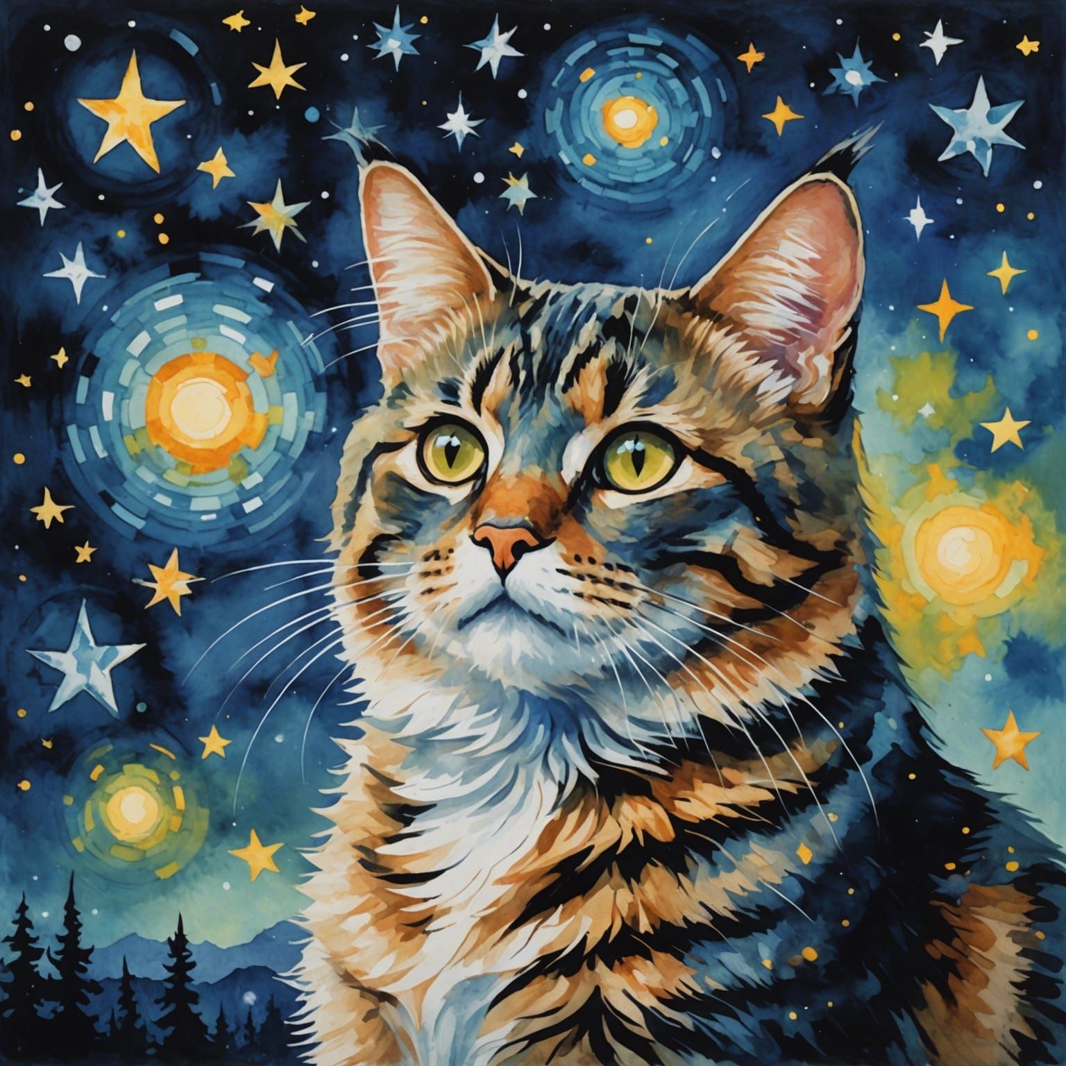 Starry Cat - AI Generated Artwork - NightCafe Creator