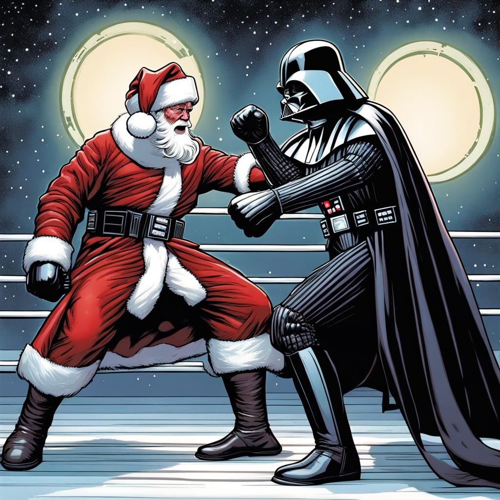 Darth Vader Boxing Santa Claus - AI Generated Artwork - NightCafe Creator