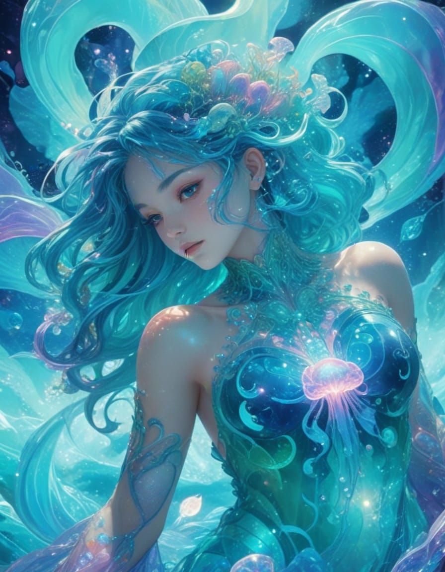 Vibrant Alien Landscape in Stained Glass Holograph... - AI Art