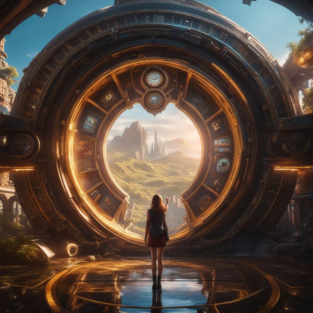 first person view of a girl traveling live with a time machine , out of ...